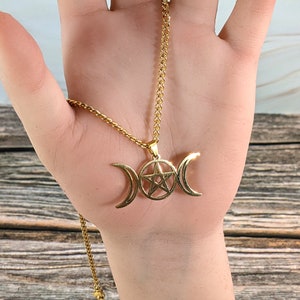 Triple Moon Necklace, Goddess Necklace, Ritual Jewelry, Wiccan Jewelry ...