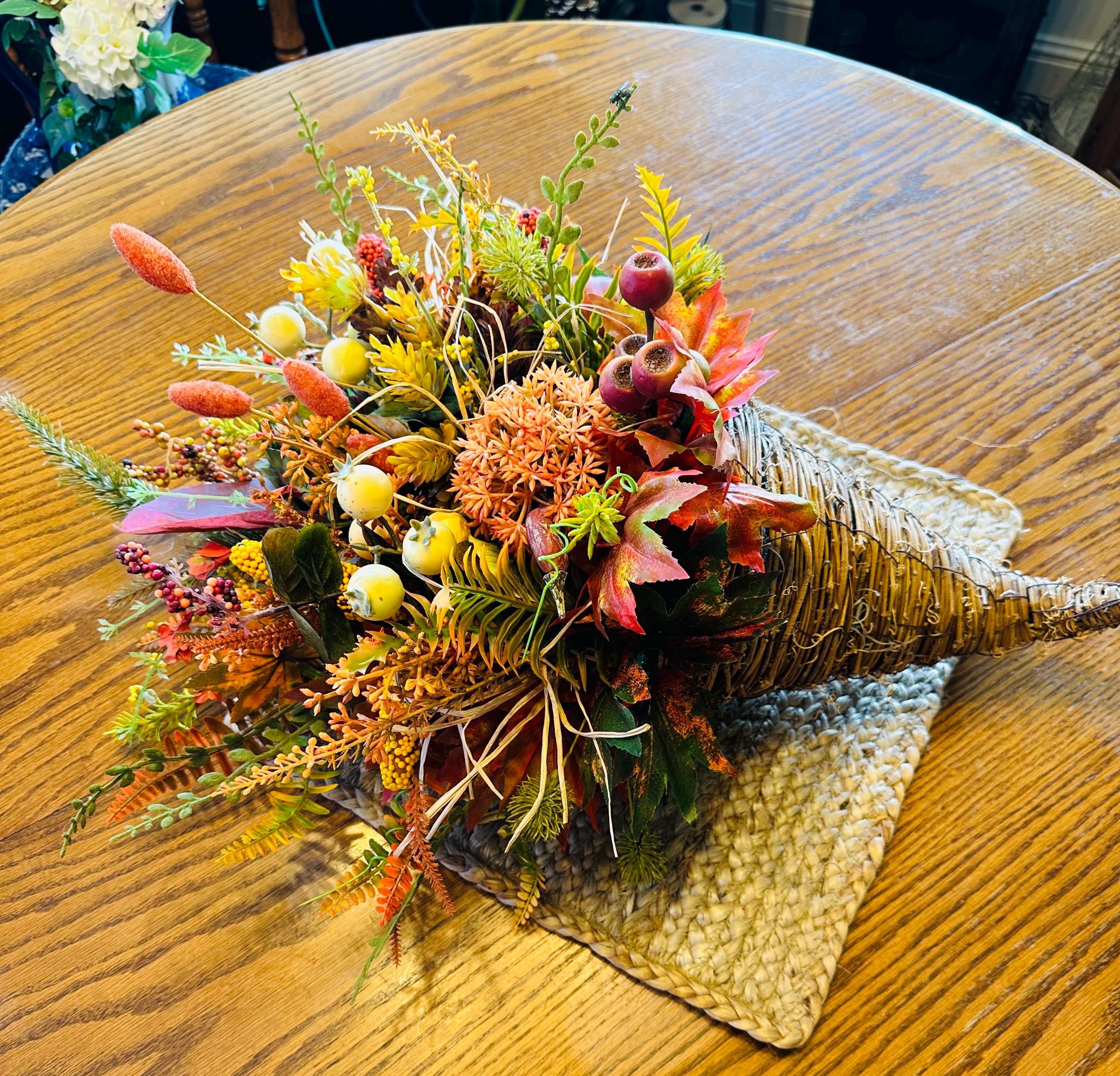 Cornucopia Table Arrangement Thanksgiving Arrangements Fall Table ...