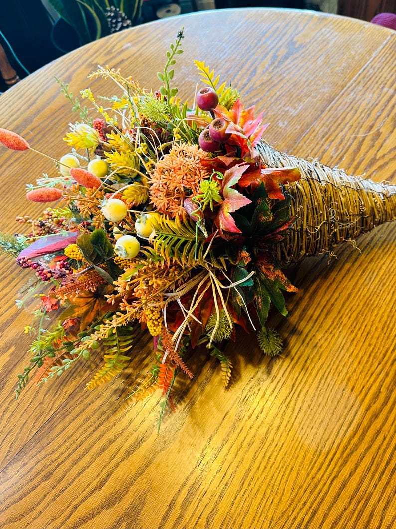Cornucopia Table Arrangement Thanksgiving Arrangements Fall Table ...