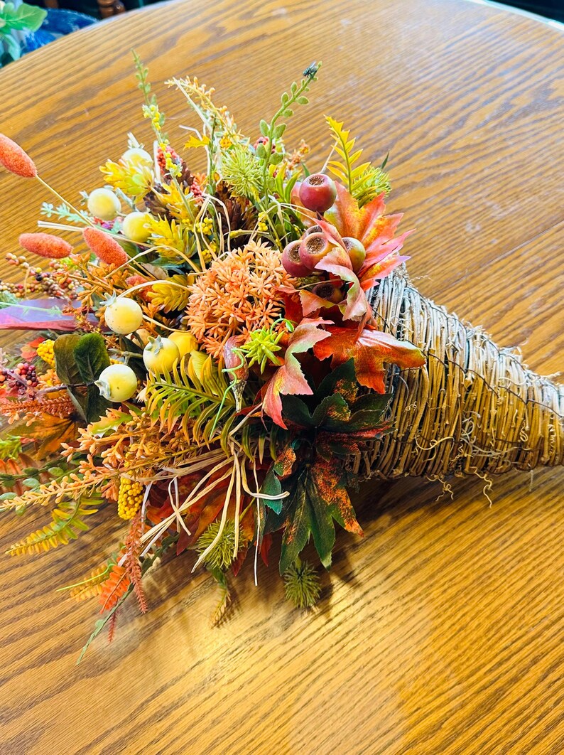 Cornucopia Table Arrangement Thanksgiving Arrangements Fall Table ...