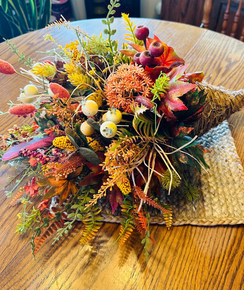 Cornucopia Table Arrangement Thanksgiving Arrangements Fall Table ...