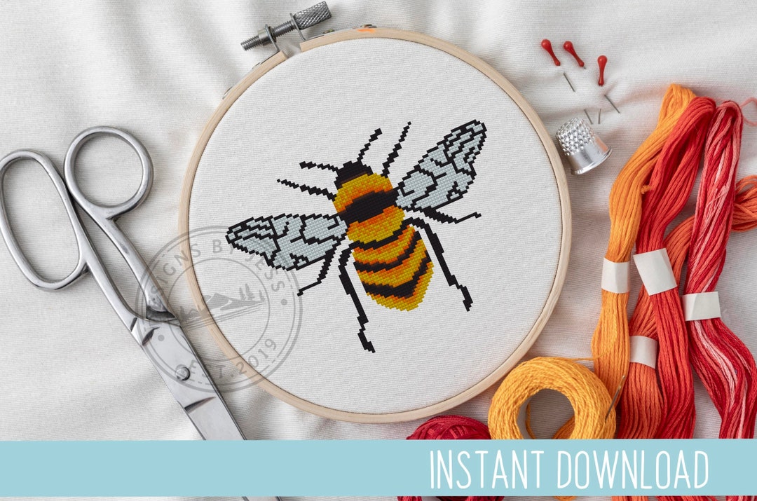 Bumble Bee Cross Stitch Pattern | Nature Embroidery (digital Download ...