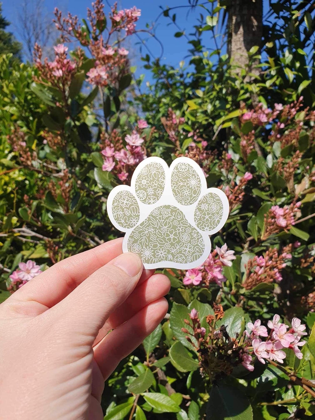 Floral Paw Print Sticker | Vinyl Stickers | Stickers | Die Cut Sticker ...
