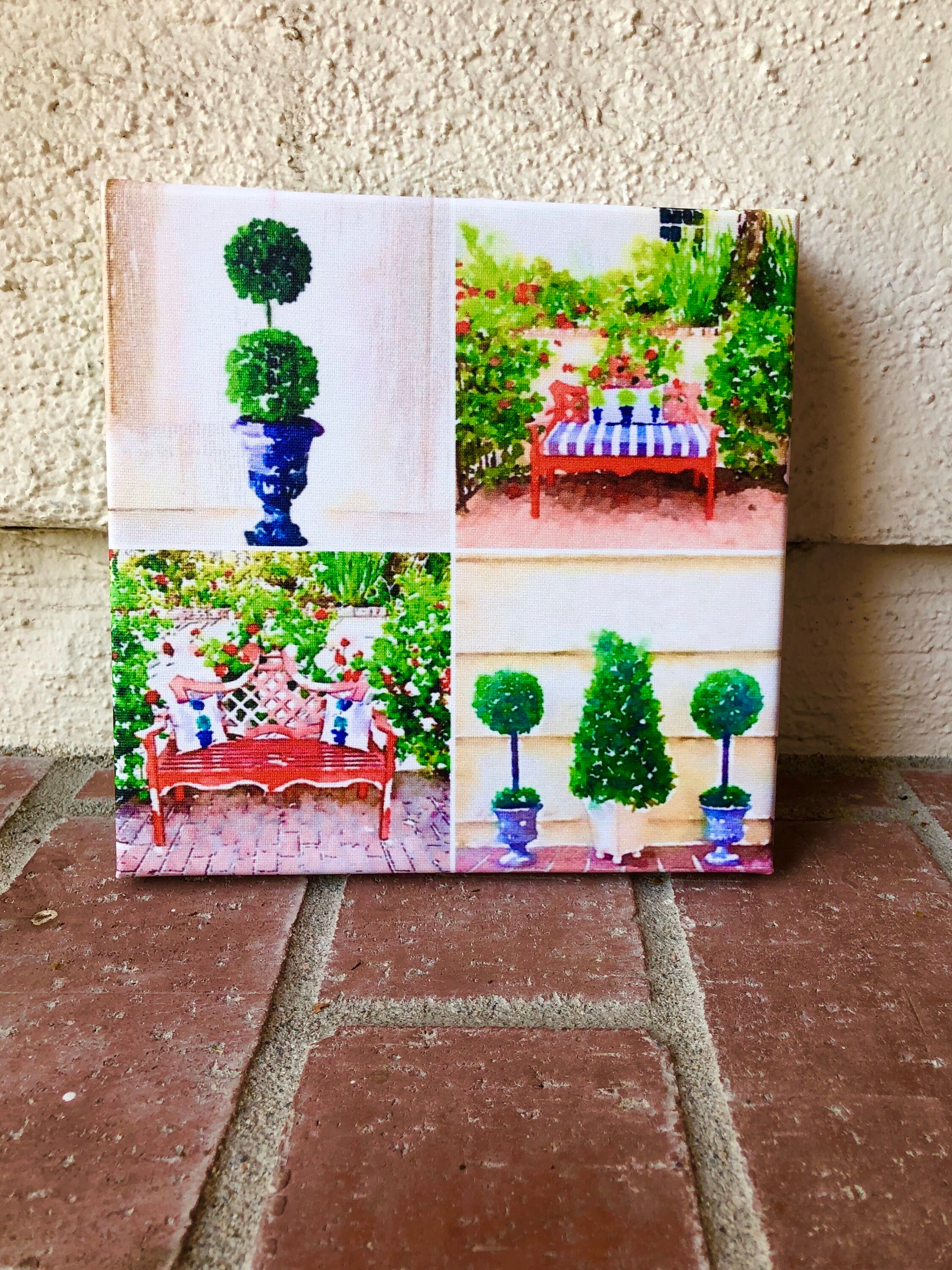 Topiary Garden Watercolor Print on Canvas - Etsy