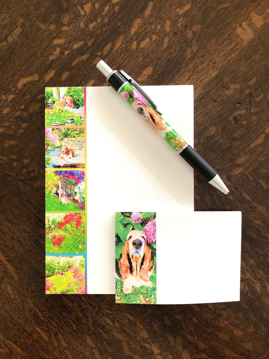 Basset Hound/notepad/pen/sticky Notes/post-it® Notes/stationery Set - Etsy