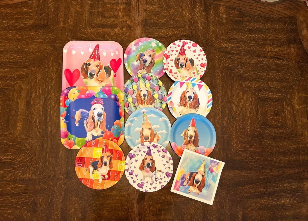 Basset Hound/retro/dog Party/birthday Celebration/party Pack - Etsy