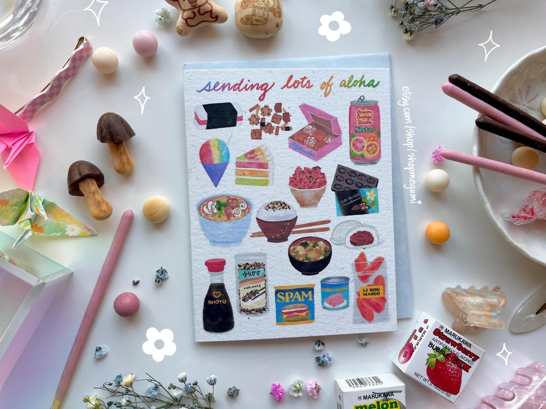 Sending Lots of Aloha - Hawaii Foods Greeting Card - Etsy