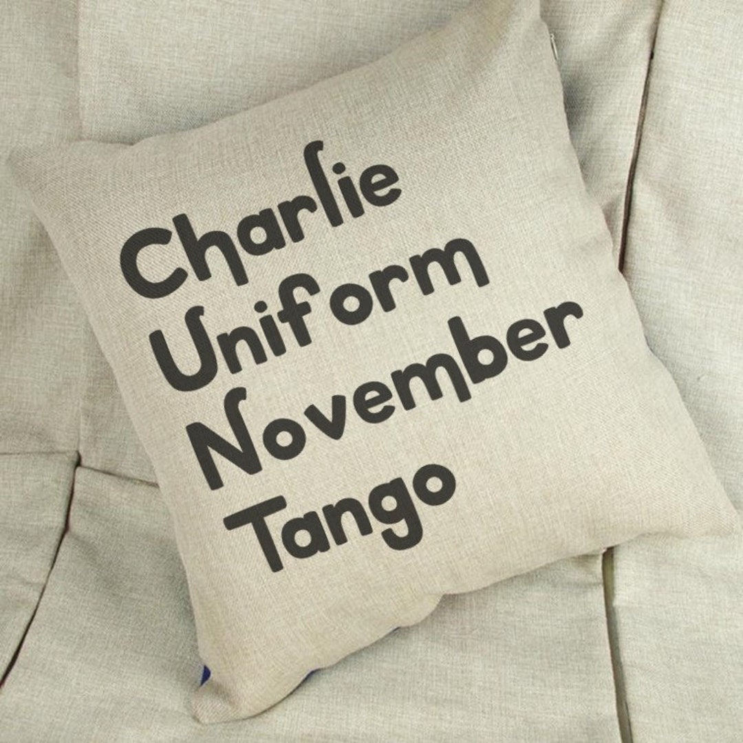 Charlie Uniform November Tango Linen White Cushion Cover, Home Decor ...