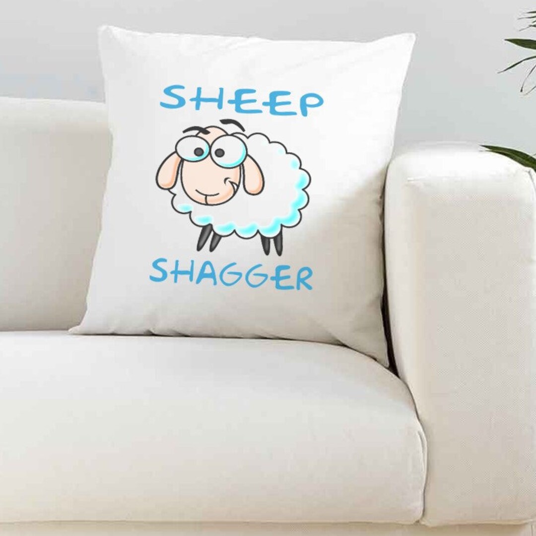 Sheep Shagger White Cushion Cover, Rude Cushion Cover, Home Decor ...