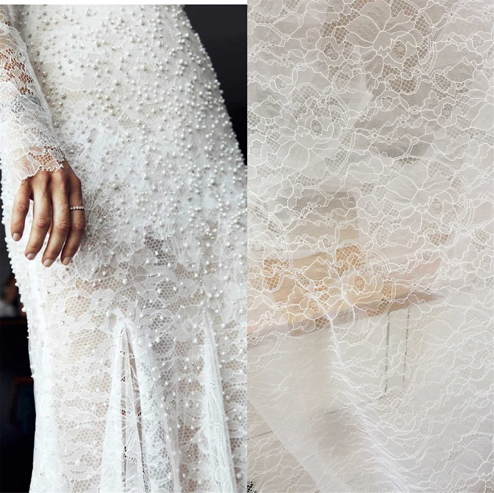 Elegant French Lace Fabric Floral Lace Fabric Wedding Dress Fabric ...