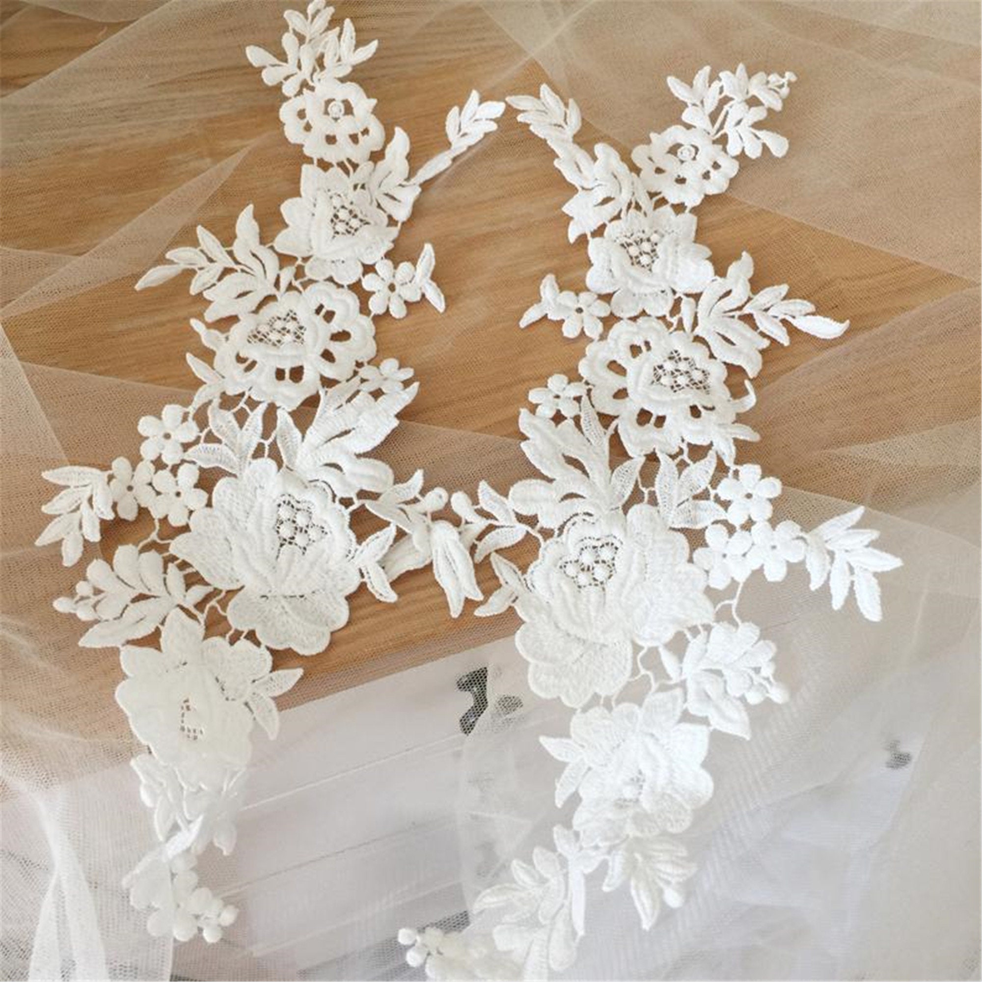 Beautiful Floral Lace Applique Patch, Wedding Dress Lace Applique ...