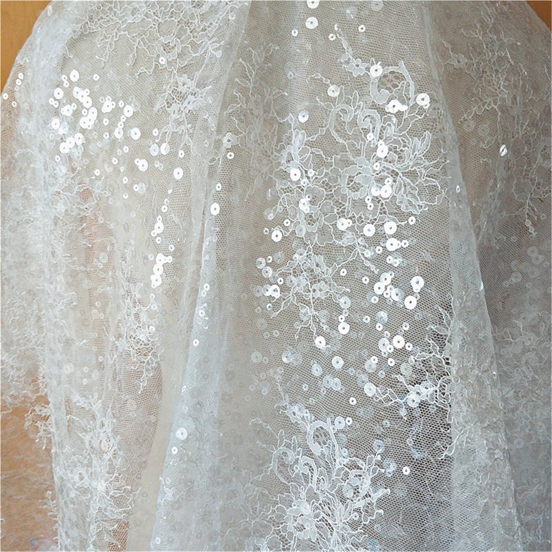 Exquisite Sequin Lace Fabric, Wedding Dress Fabric, Bridal Veil Lace ...