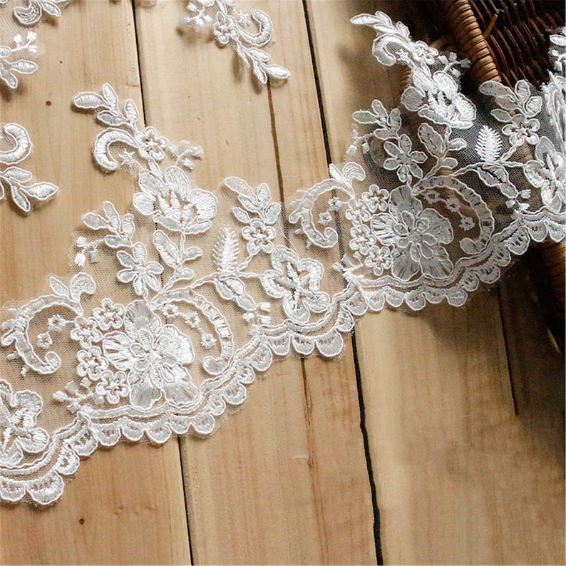 High Quality Corded Lace Trim, Elegant Floral Lace Trim for Wedding ...