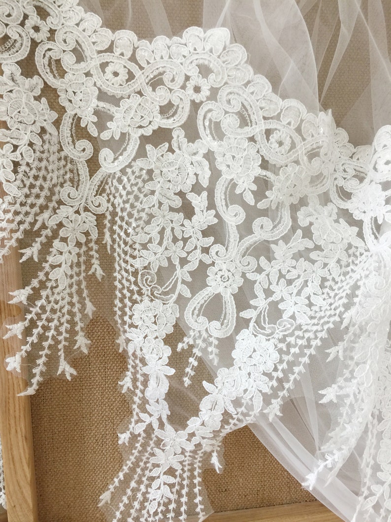 Super Wide Sequin Lace Fabric, Wedding Dress Lace Trim, Bridal Veil ...