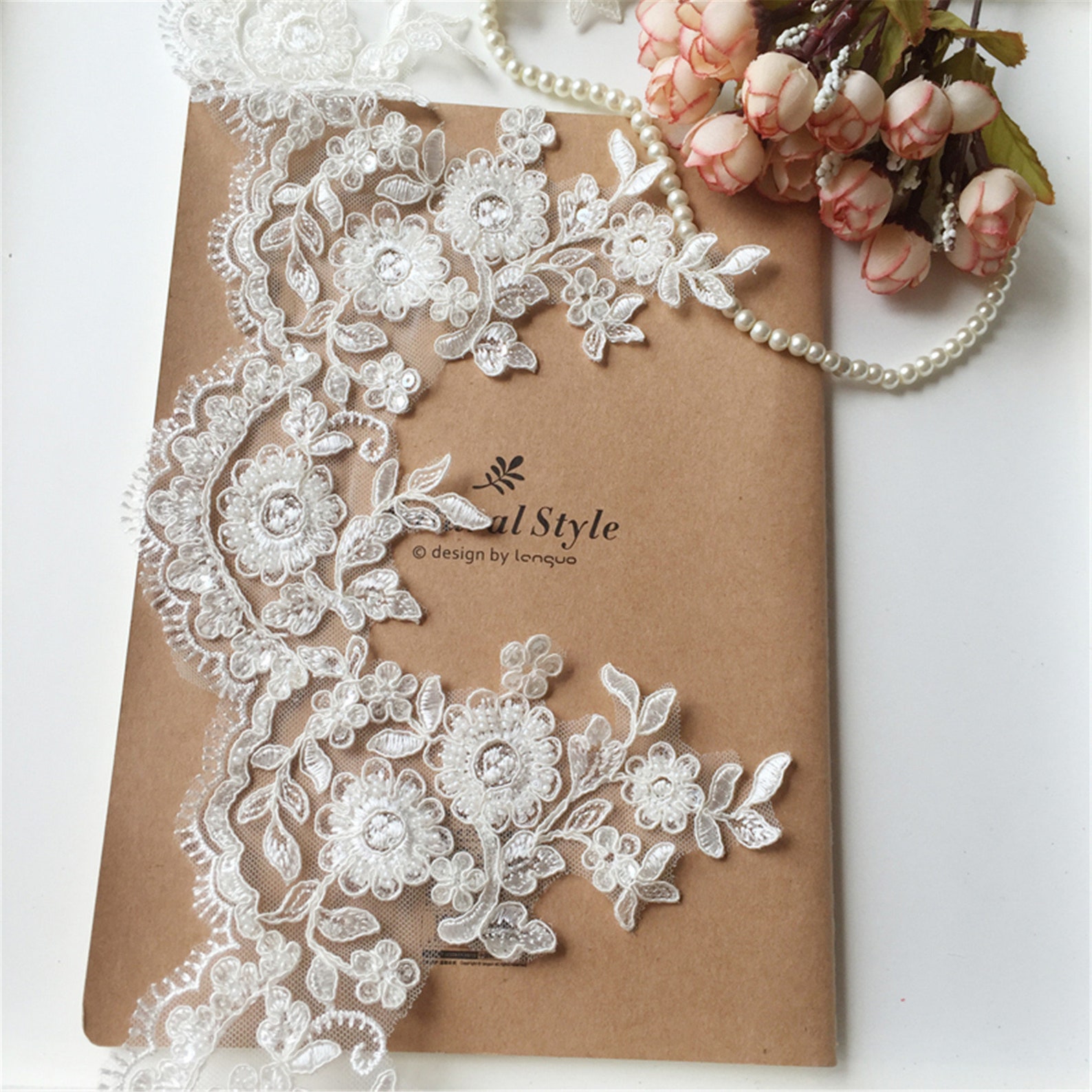 Beautiful Floral Lace Trim, Wedding Dress Lace Trim, Bridal Veil Lace ...