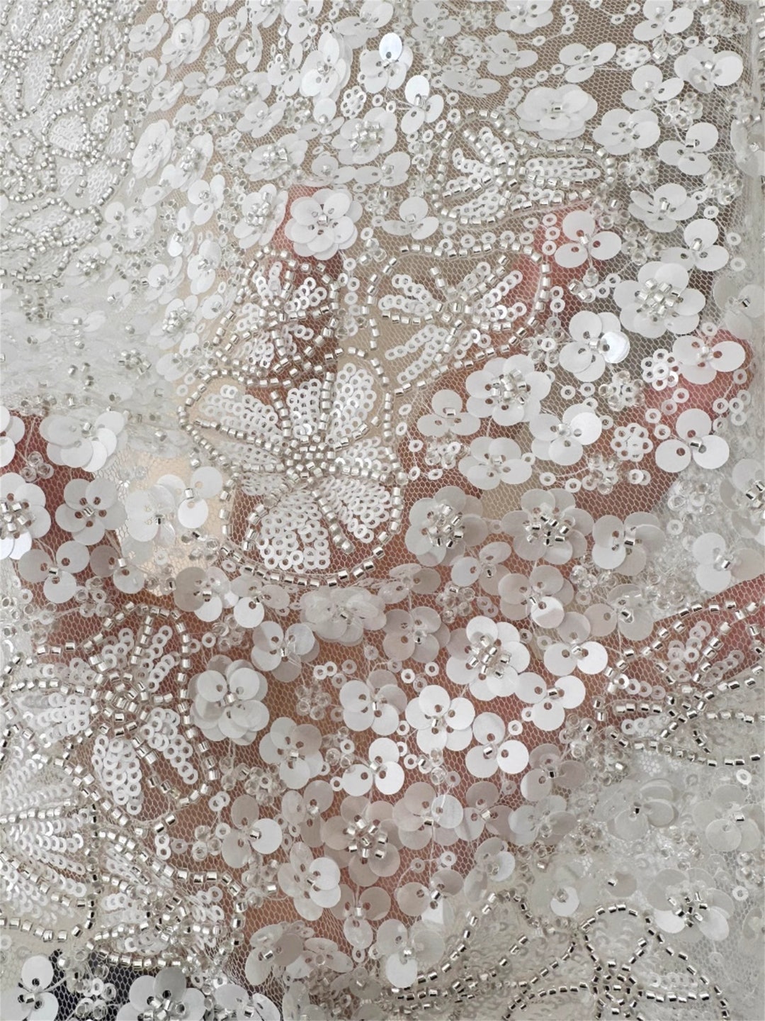 Floral Lace Fabric for Wedding Dress, Evening Dress Gown Lace, Sequin ...