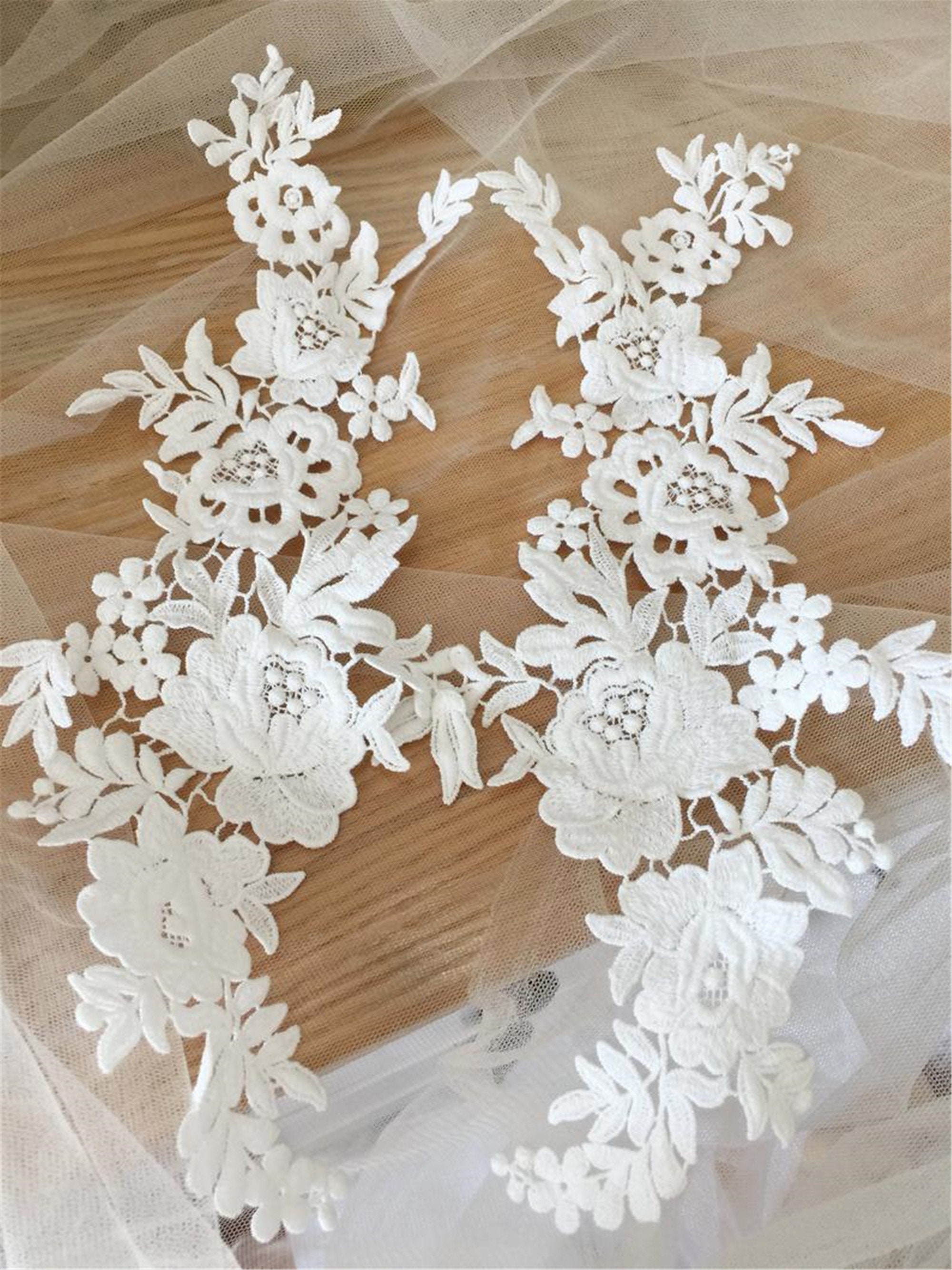Beautiful Floral Lace Applique Patch, Wedding Dress Lace Applique ...