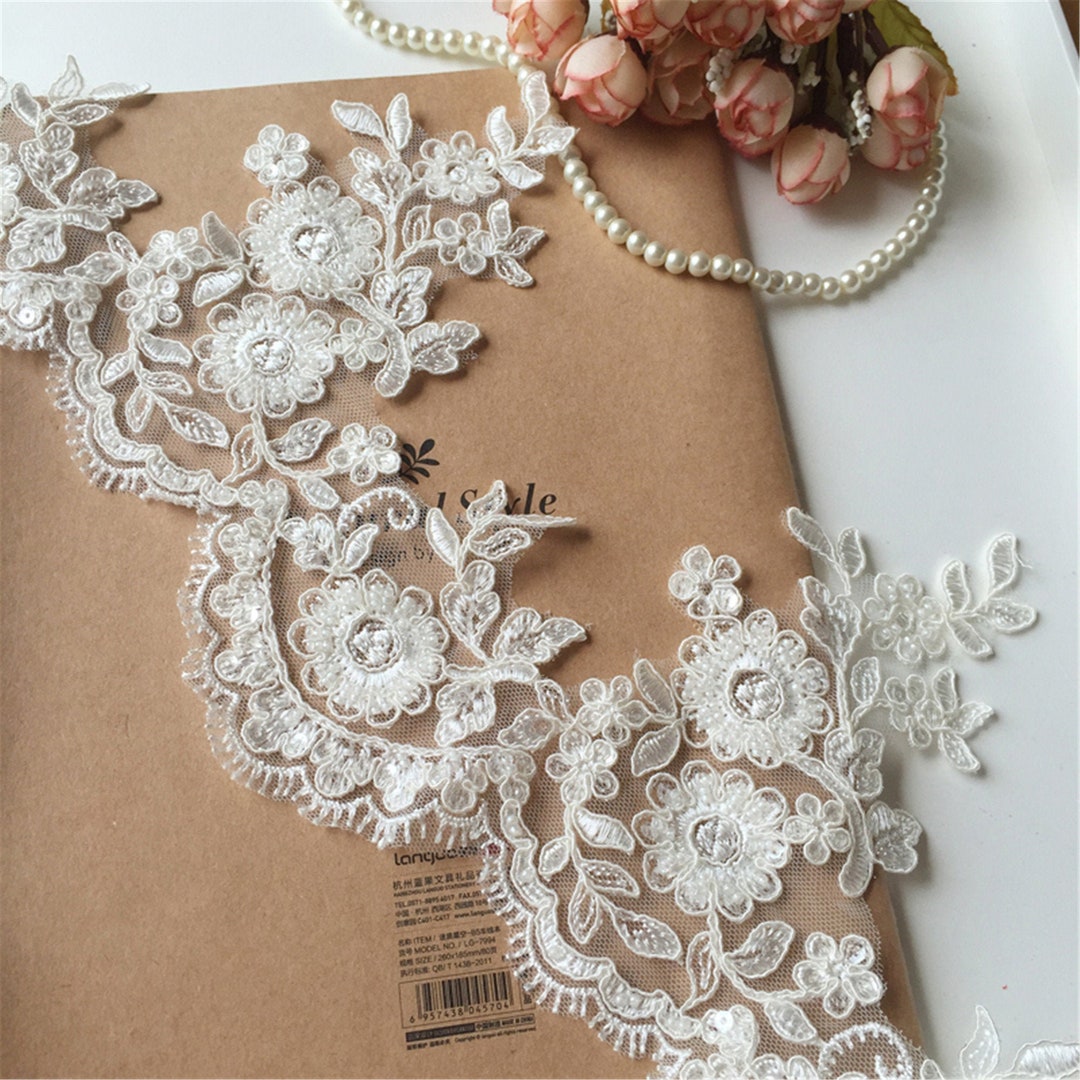 Beautiful Floral Lace Trim, Wedding Dress Lace Trim, Bridal Veil Lace ...