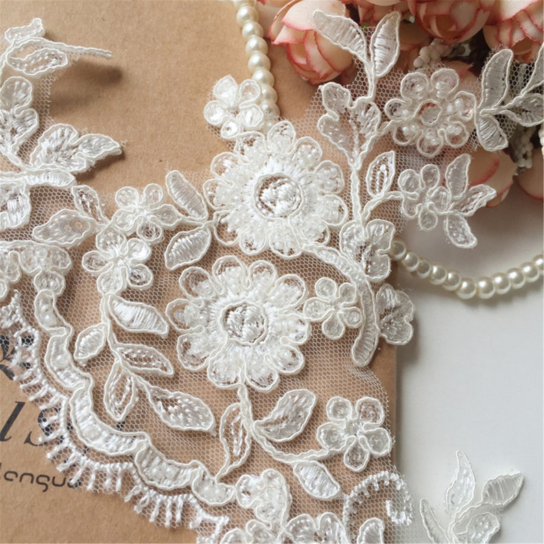 Beautiful Floral Lace Trim Wedding Dress Lace Trim Bridal - Etsy