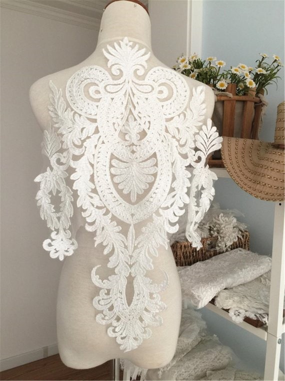 Elegant Embroidered Lace Applique Super Large Lace Applique | Etsy