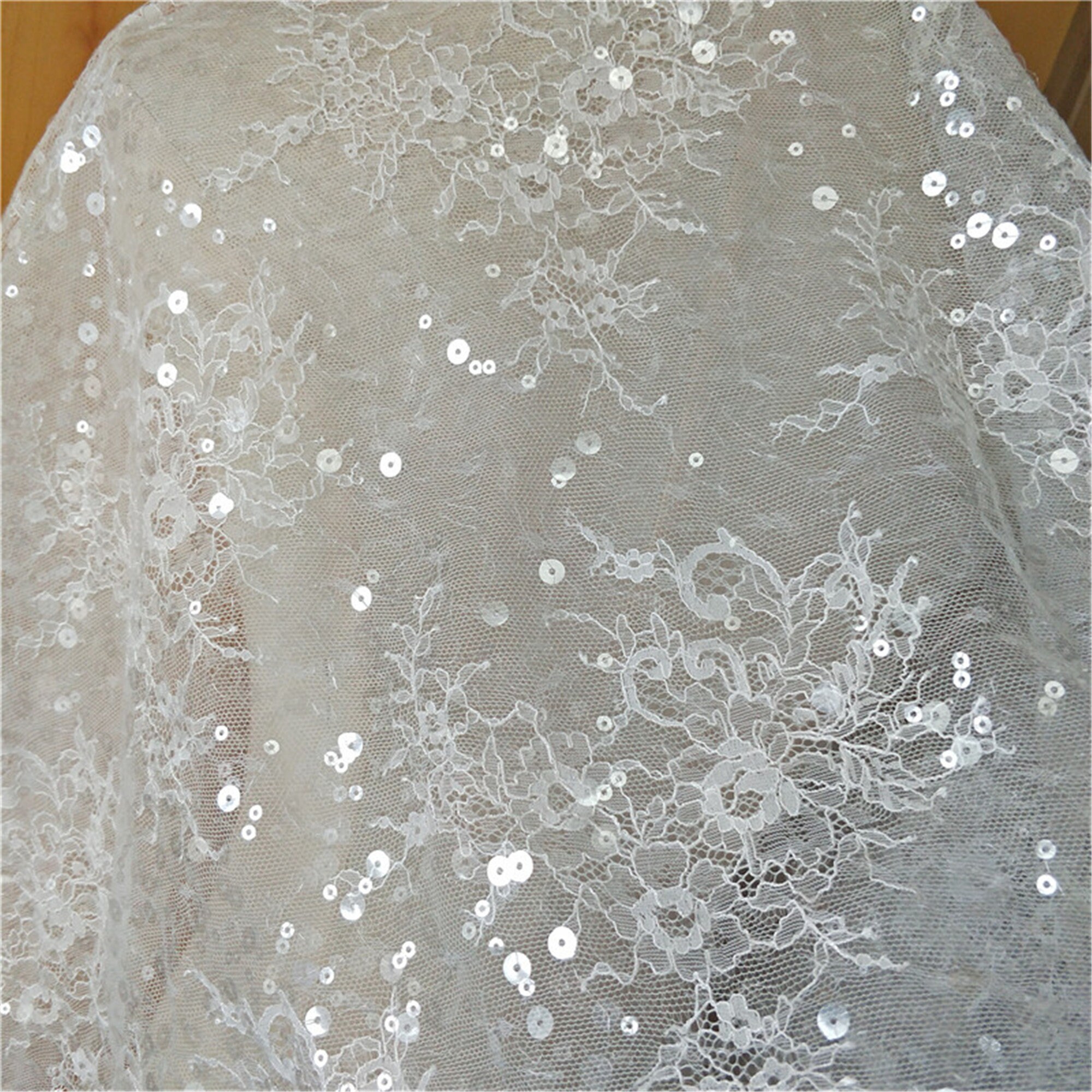 Exquisite Sequin Lace Fabric, Wedding Dress Fabric, Bridal Veil Lace ...