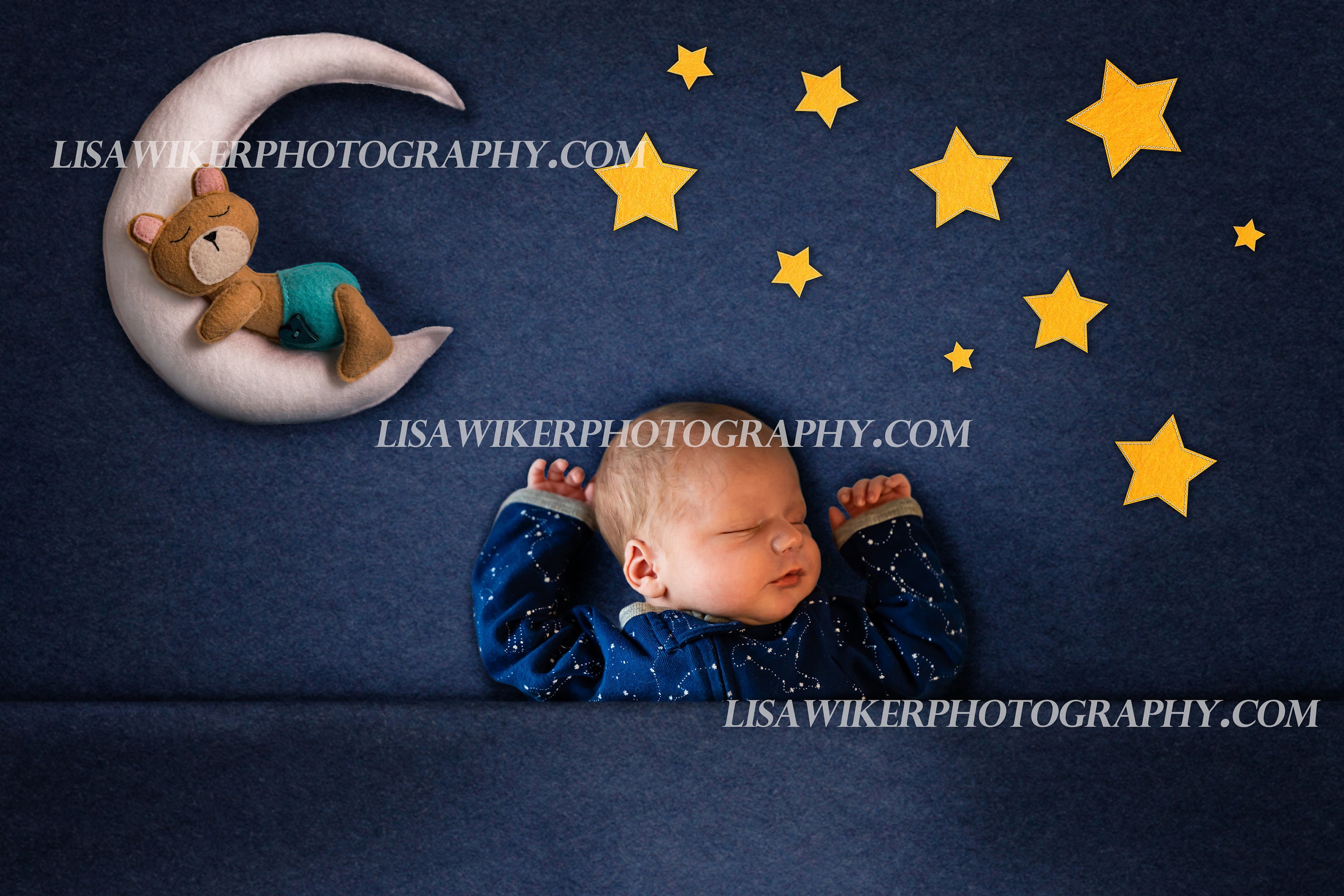 Felt Moon and Stars Digital Backdrop for Newborn Photography - Etsy