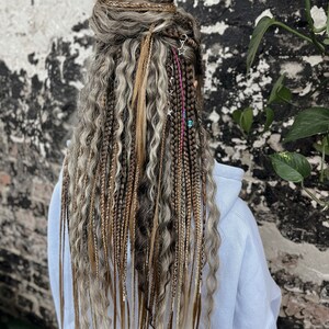 Brown and Grey Boho Set of Braids, Hair Extensions, Set of Dreads - Etsy
