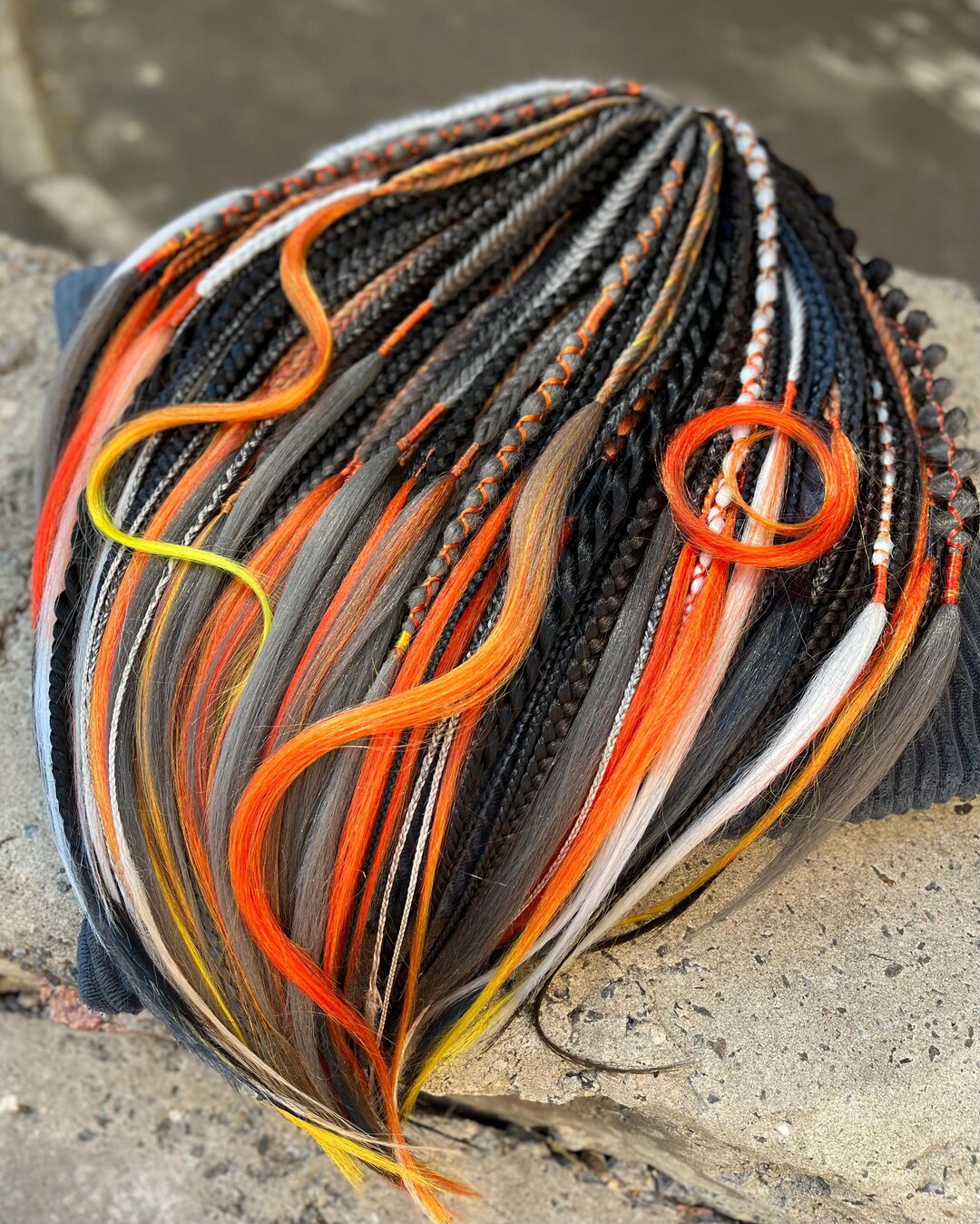 Volcano Ash and Lava Set of Double Ended Synthetic Braids and Dreads ...