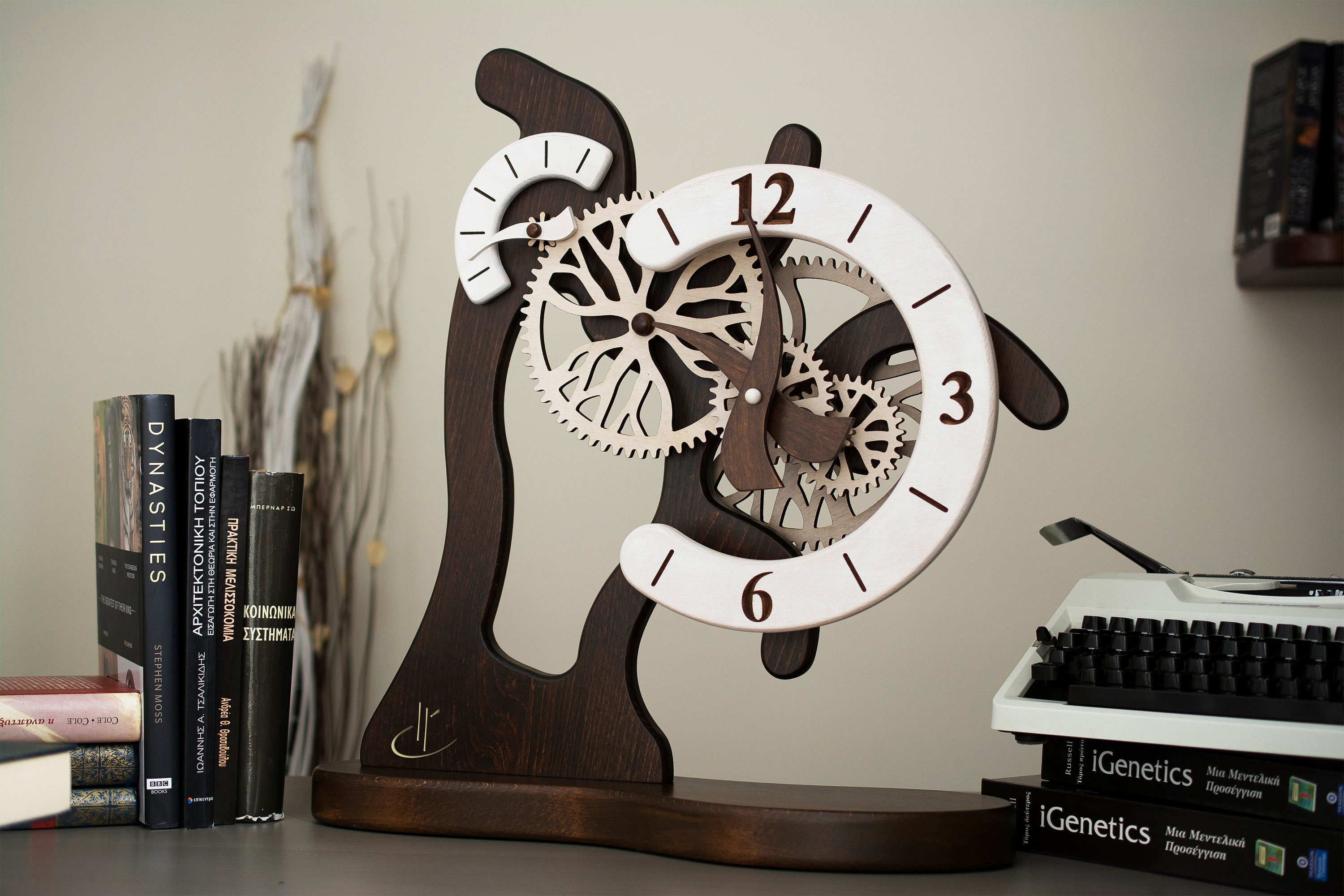 Table Clock, Wooden Gear Clock, Wood Art, Desk Clock - Etsy