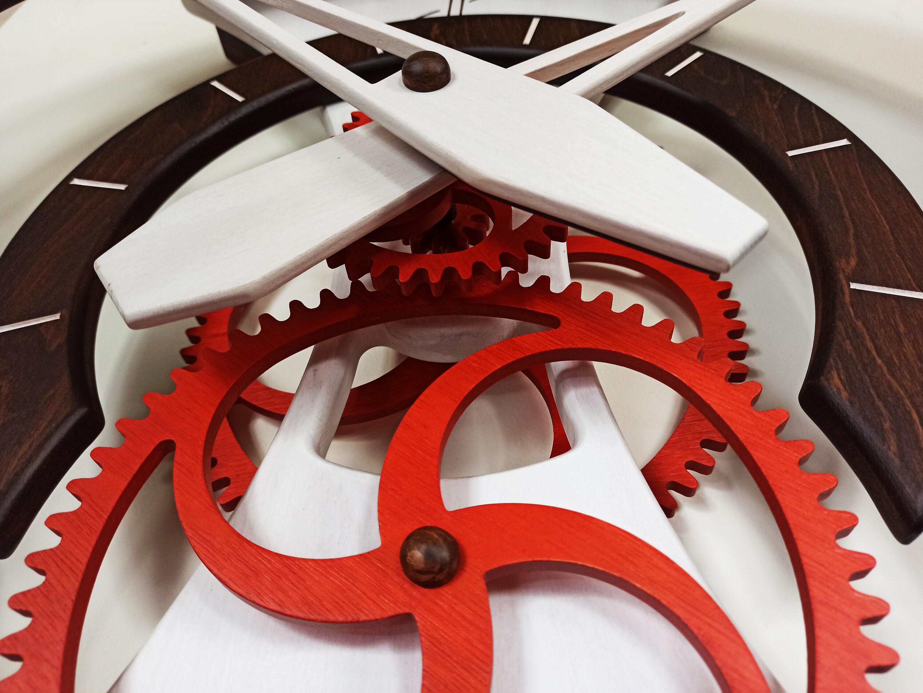 Large Wooden Wall Clock, Wooden Gear Clock, Wood Art, Housewarming Gift ...