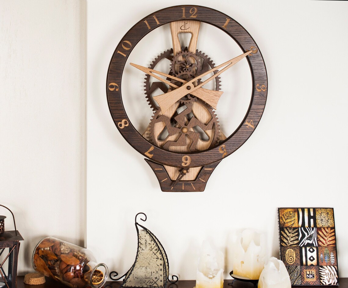 Wooden Gear Clock, Wooden Art, Wall Clock, Clock for Wall - Etsy