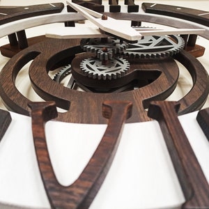 Large Wooden Wall Clock, Wooden Gear Clock, Wood Art, Housewarming Gift ...