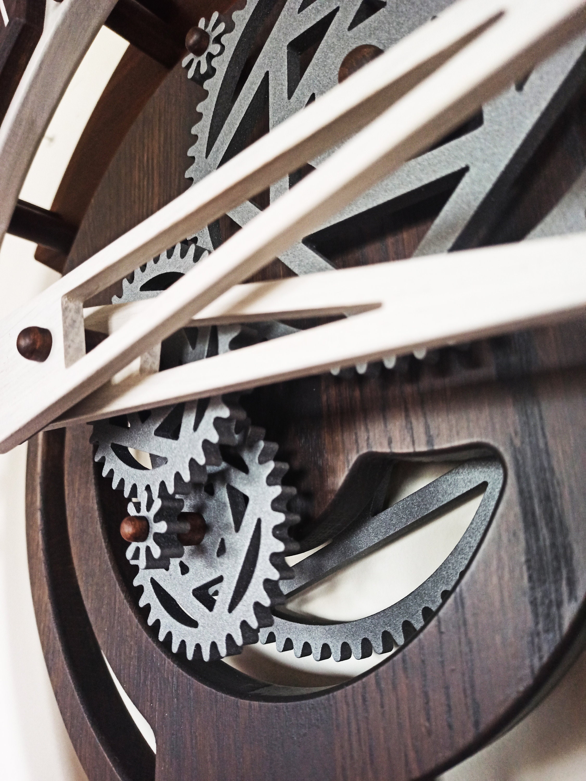 Large Wooden Wall Clock, Wooden Gear Clock, Wood Art, Housewarming Gift ...
