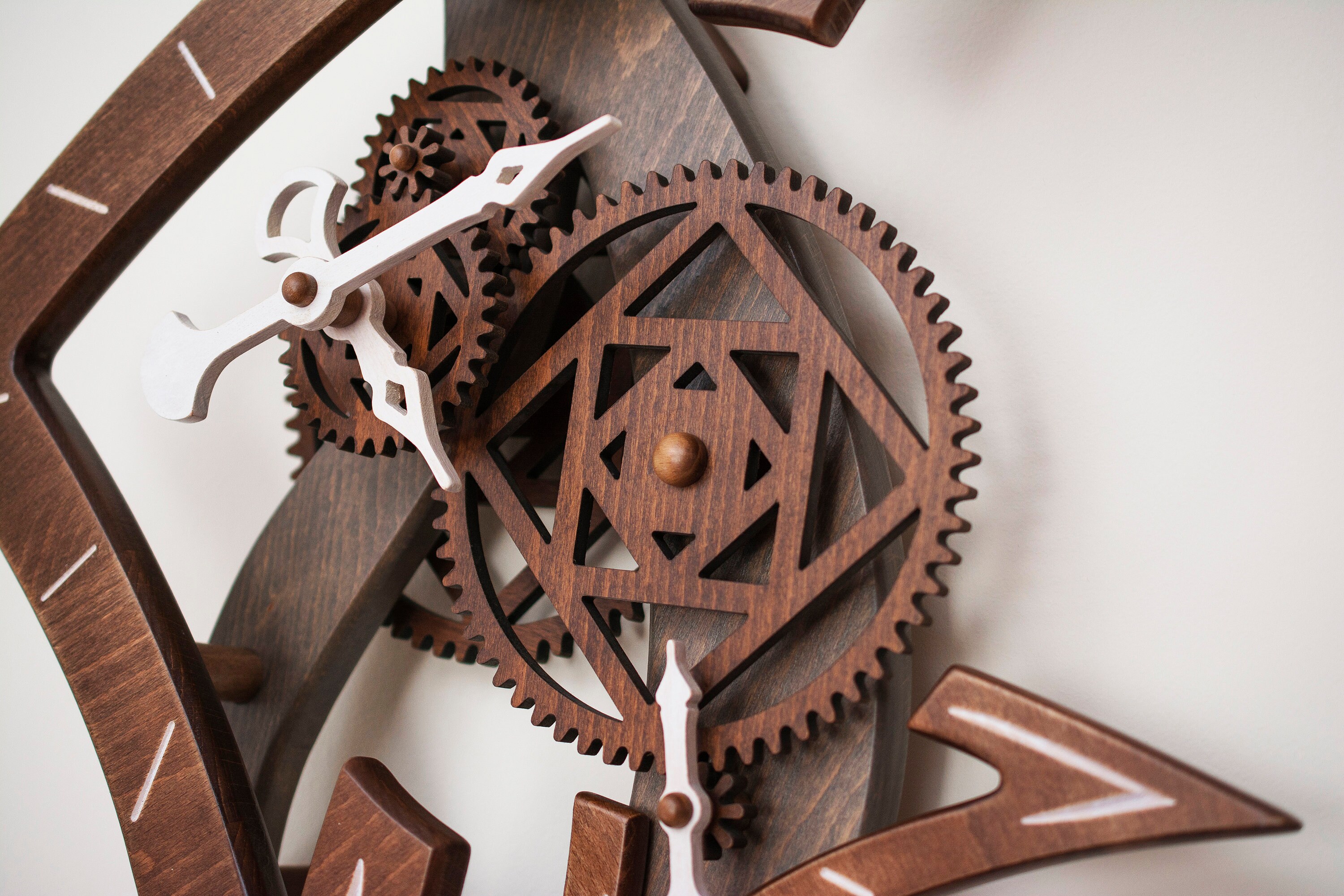 Large Wooden Wall Clock, Wooden Gear Clock, Wood Art, Housewarming Gift ...