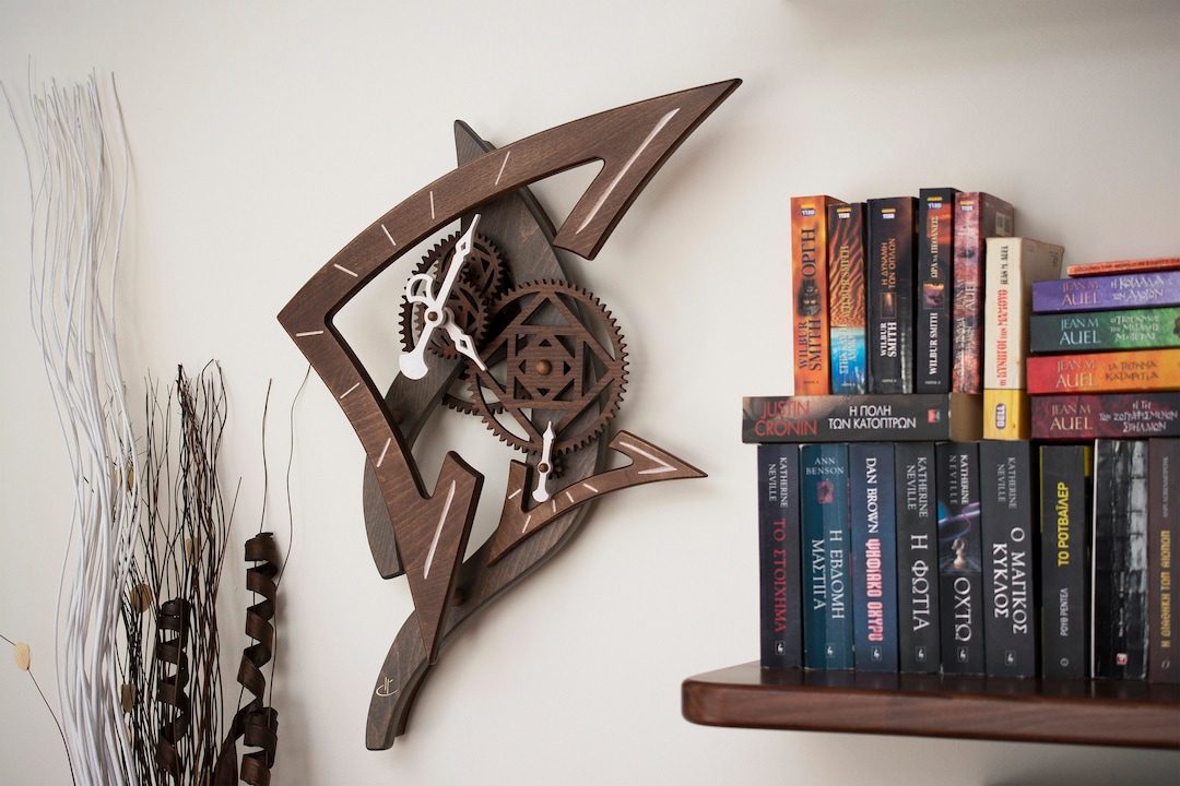 Large Wooden Wall Clock, Wooden Gear Clock, Wood Art, Housewarming Gift ...