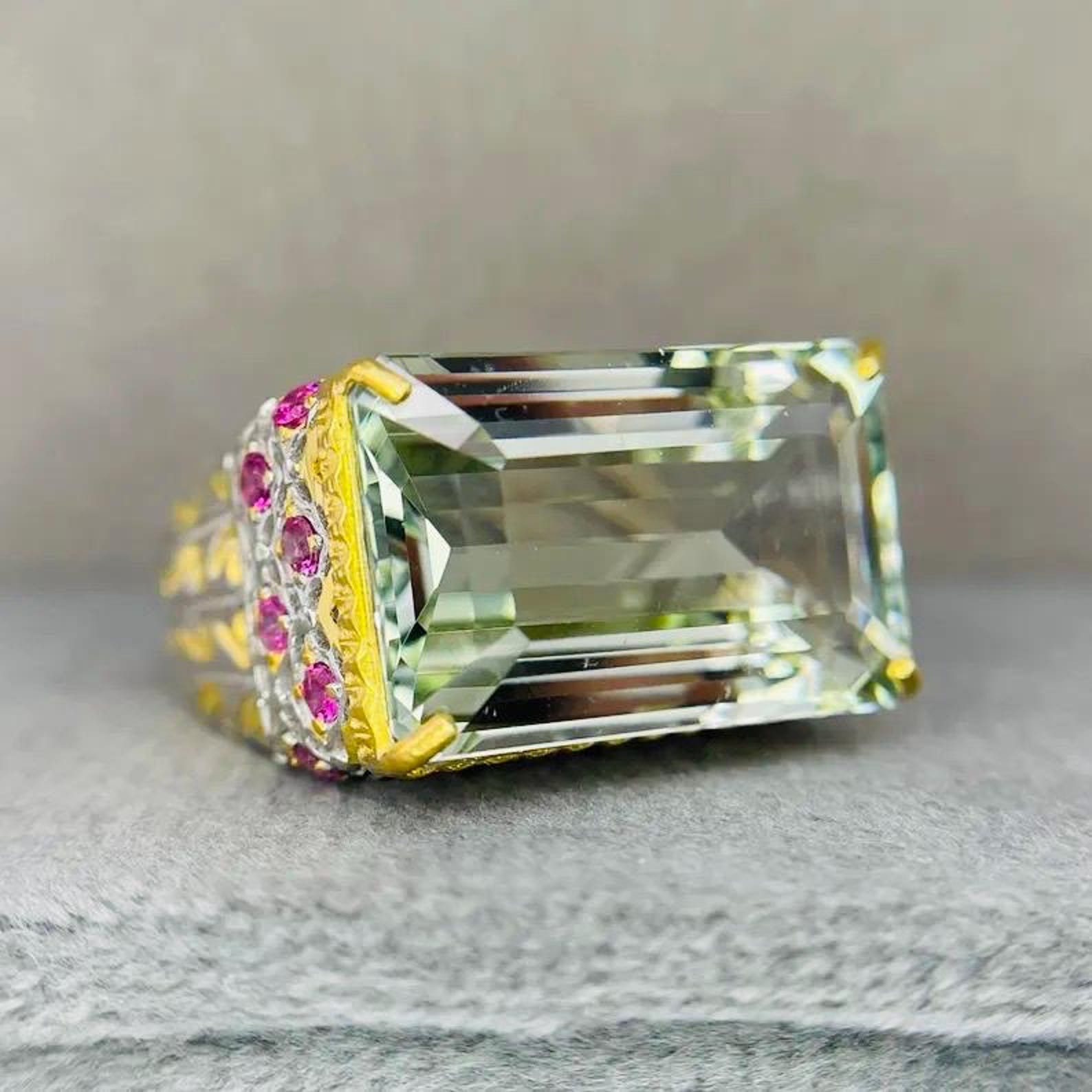 Natural Green Beryl Ring , Vintage Ring , Mughal Design Ring , 925 ...