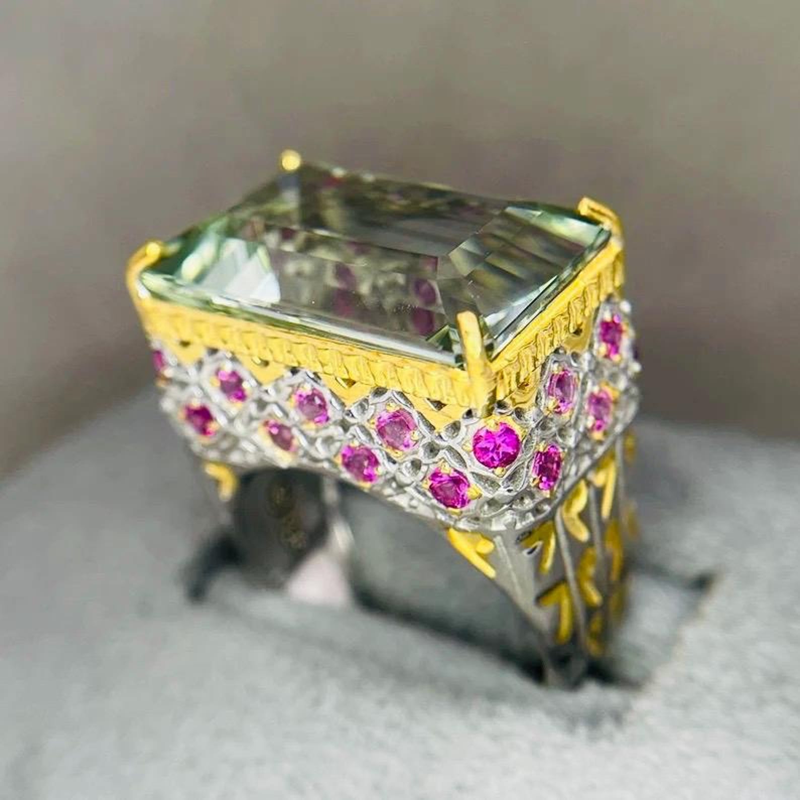 Natural Green Beryl Ring , Vintage Ring , Mughal Design Ring , 925 ...