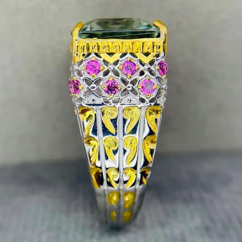 Natural Green Beryl Ring , Vintage Ring , Mughal Design Ring , 925 ...