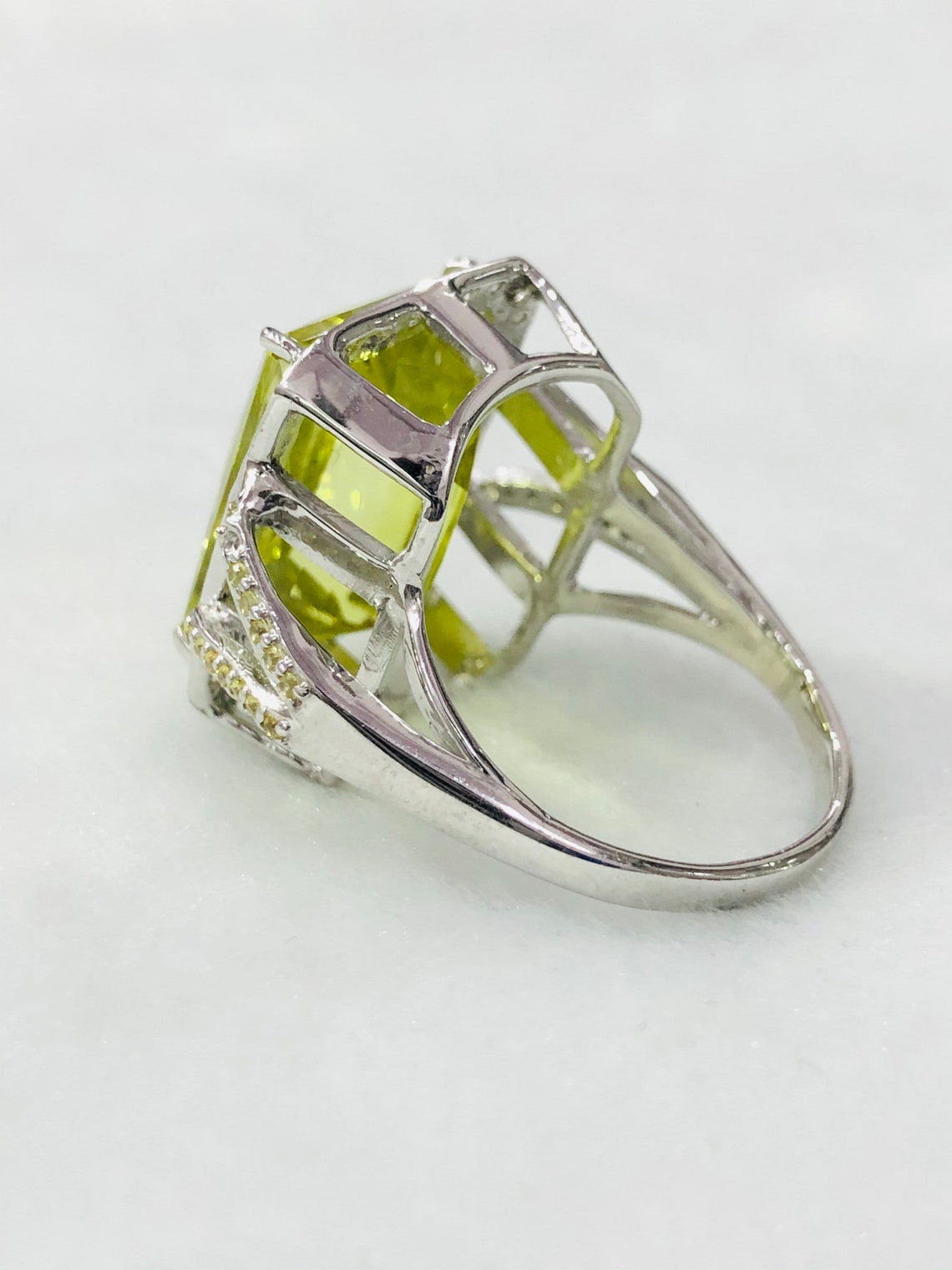 Beautiful Lemon Quartz Ring White Sapphire ring 925 Sterling | Etsy