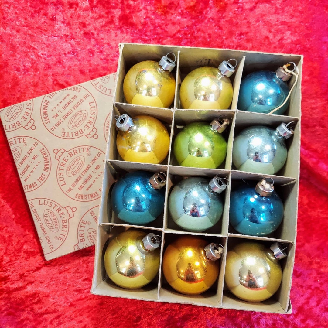 Vintage Lustre-brite Christmas Tree Ornaments Set of 12 - Etsy