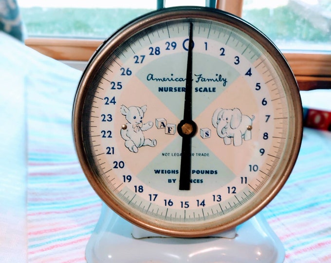 Nursery Scale American Family Baby Blue Bear Elephant Metal Lbs Ounces ...