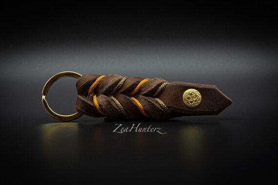 Mini Keychain in Brown Grease Leather - Etsy