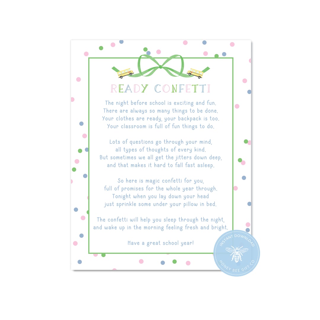 Ready Confetti Printable | Instant Download | Back to School Printable ...