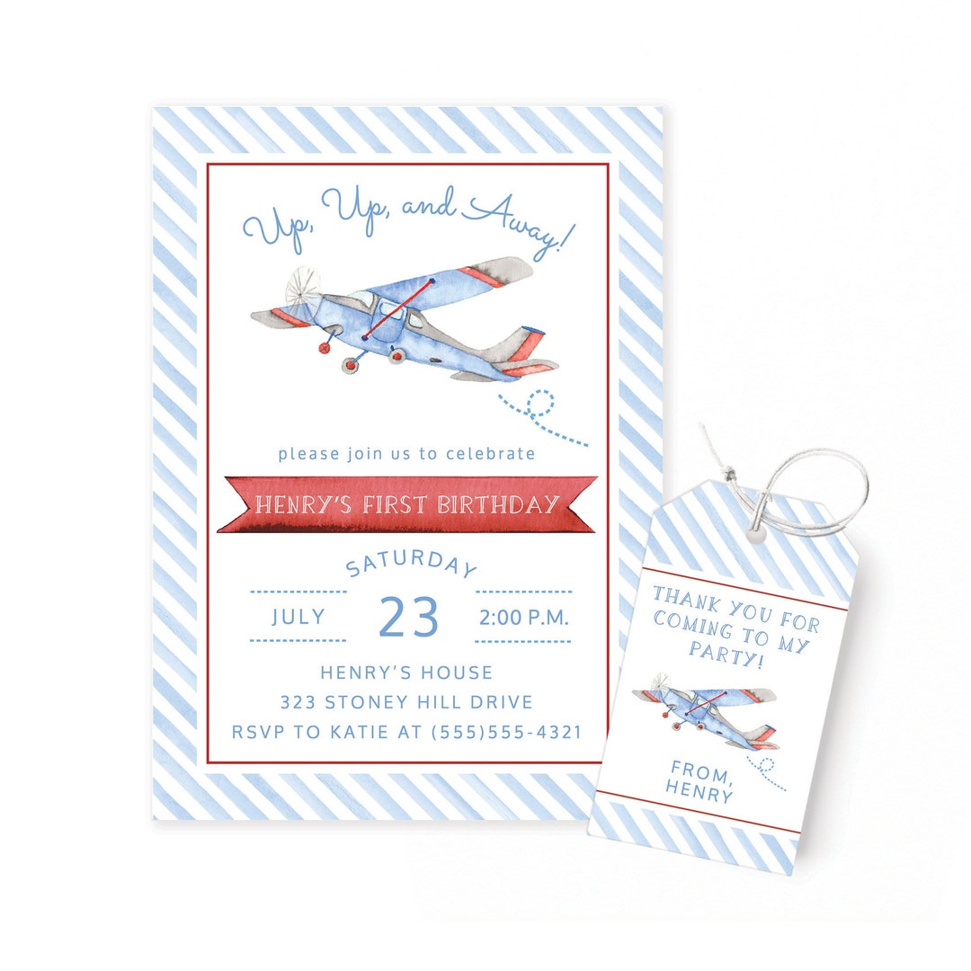 Kids Birthday Invitations | Airplane Invitations | up up and Away ...