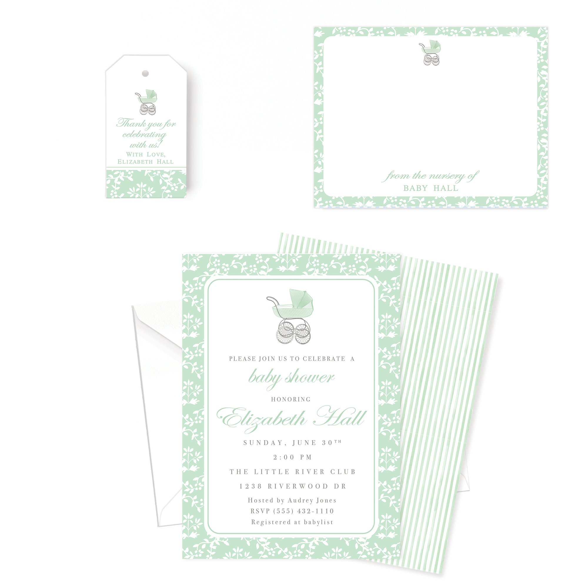 Baby Shower Note Cards | Personalized Stationery | Baby Shower Thank ...