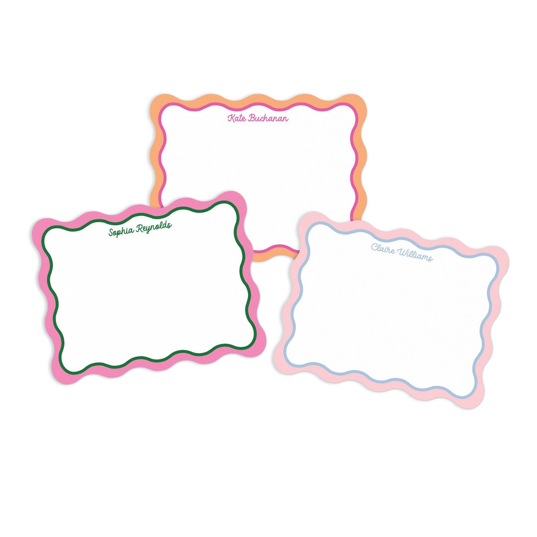 Wavy Border Personalized Note Card | Girls Stationery | Kids Stationery ...
