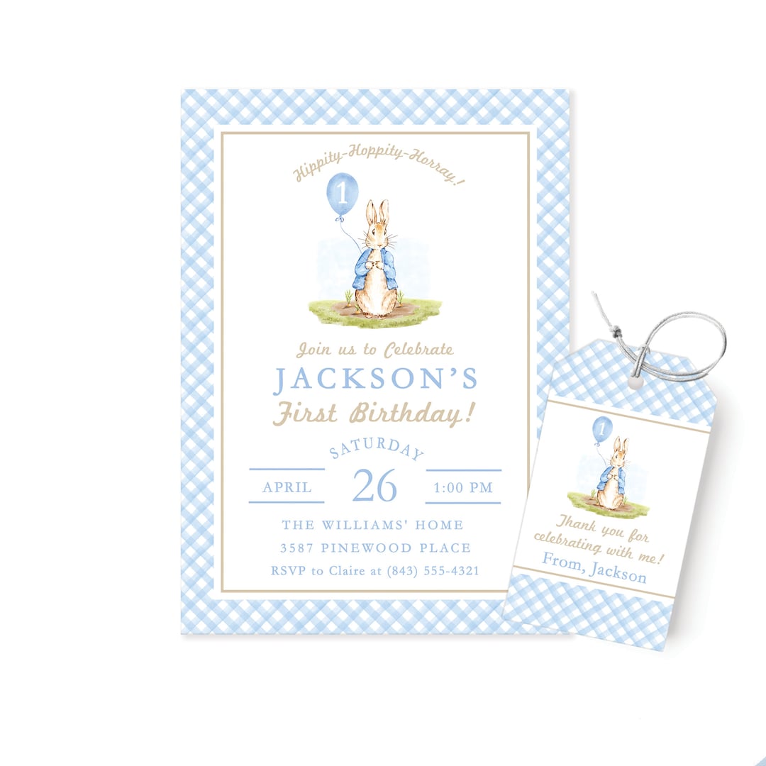 Peter Rabbit First Birthday Invitations | Spring Birthday Invitations ...