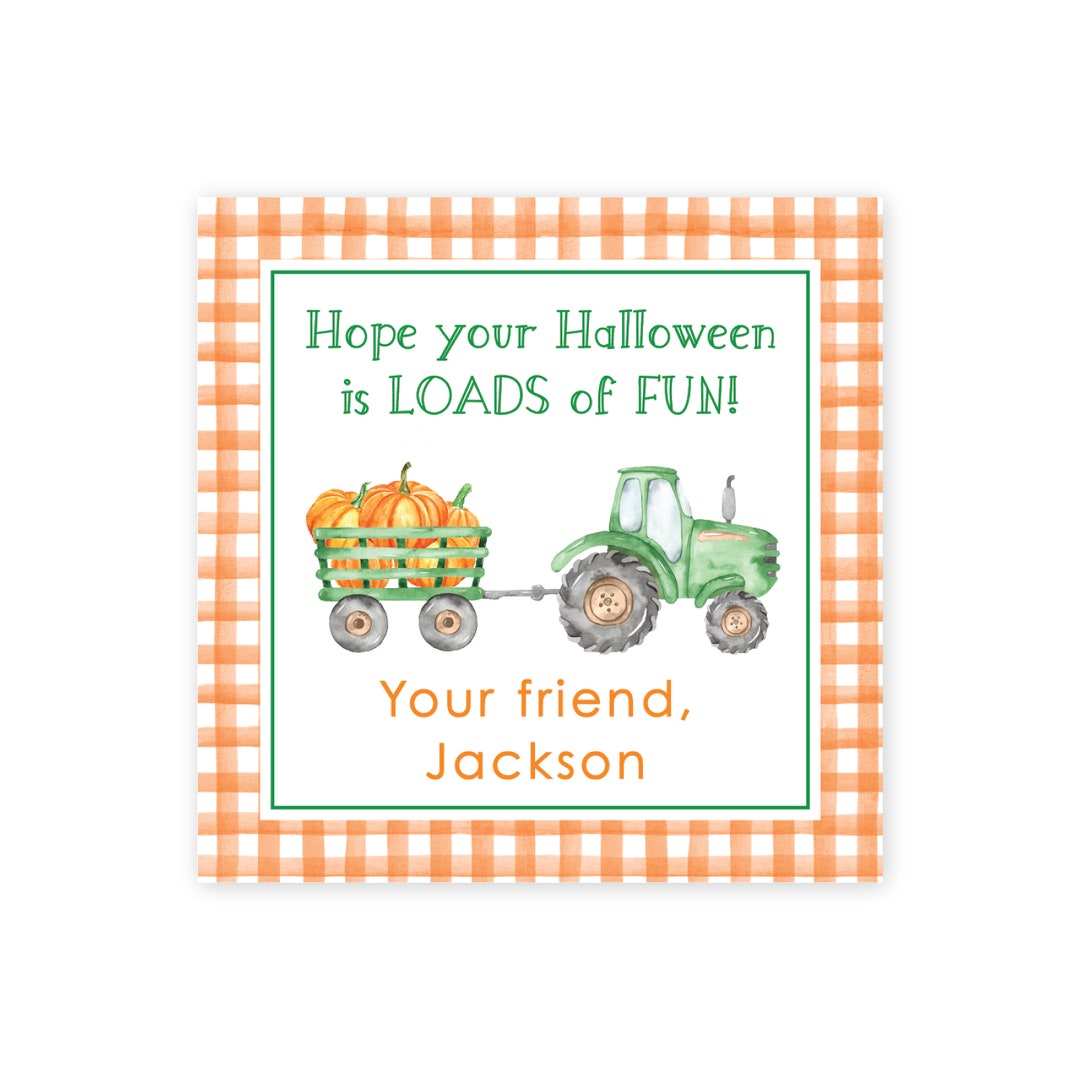Halloween Favor Tags | Tractor and Pumpkins | Halloween Gift Tag ...