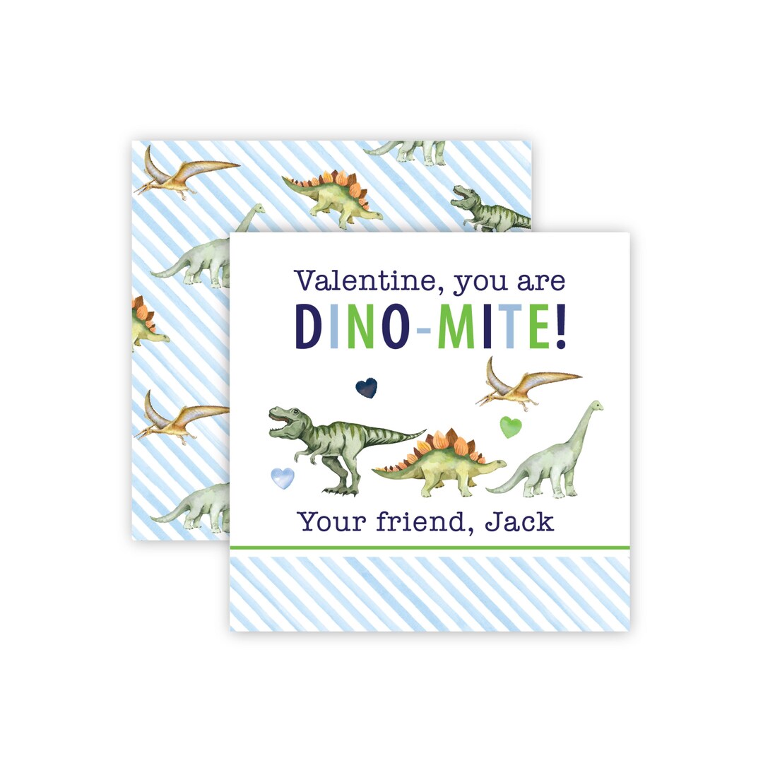 Dinosaur Valentine's Day Favor Tags Children's Valentine Tags Gift Tag ...