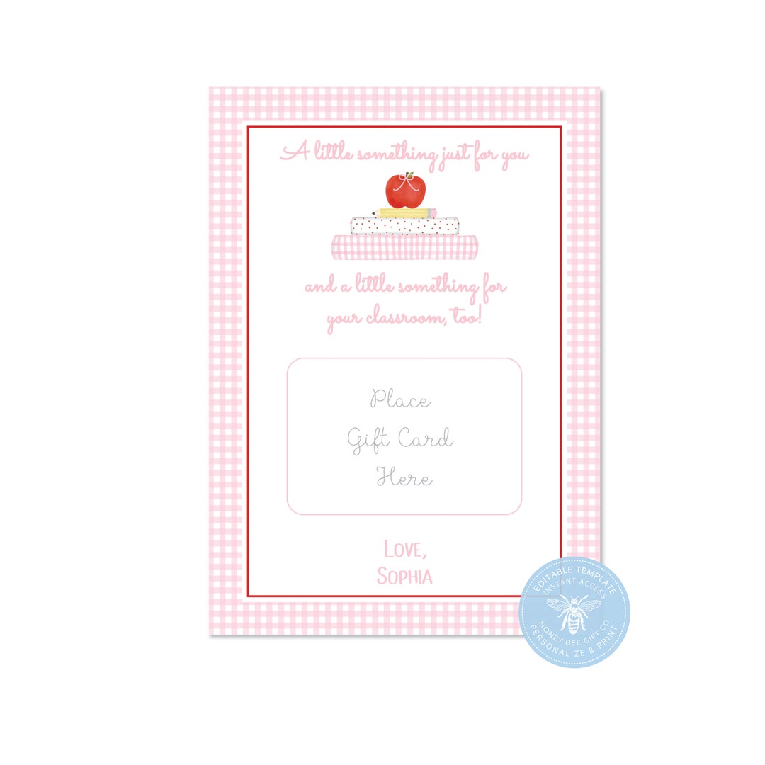 Printable Teacher Gift Card Holder | Teacher Gift | Teacher ...